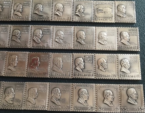 AMERICAN PRESIDENTS LOMBARDO MINT SILVER 999 STAMP INGOTS 32 PIECES SET ...