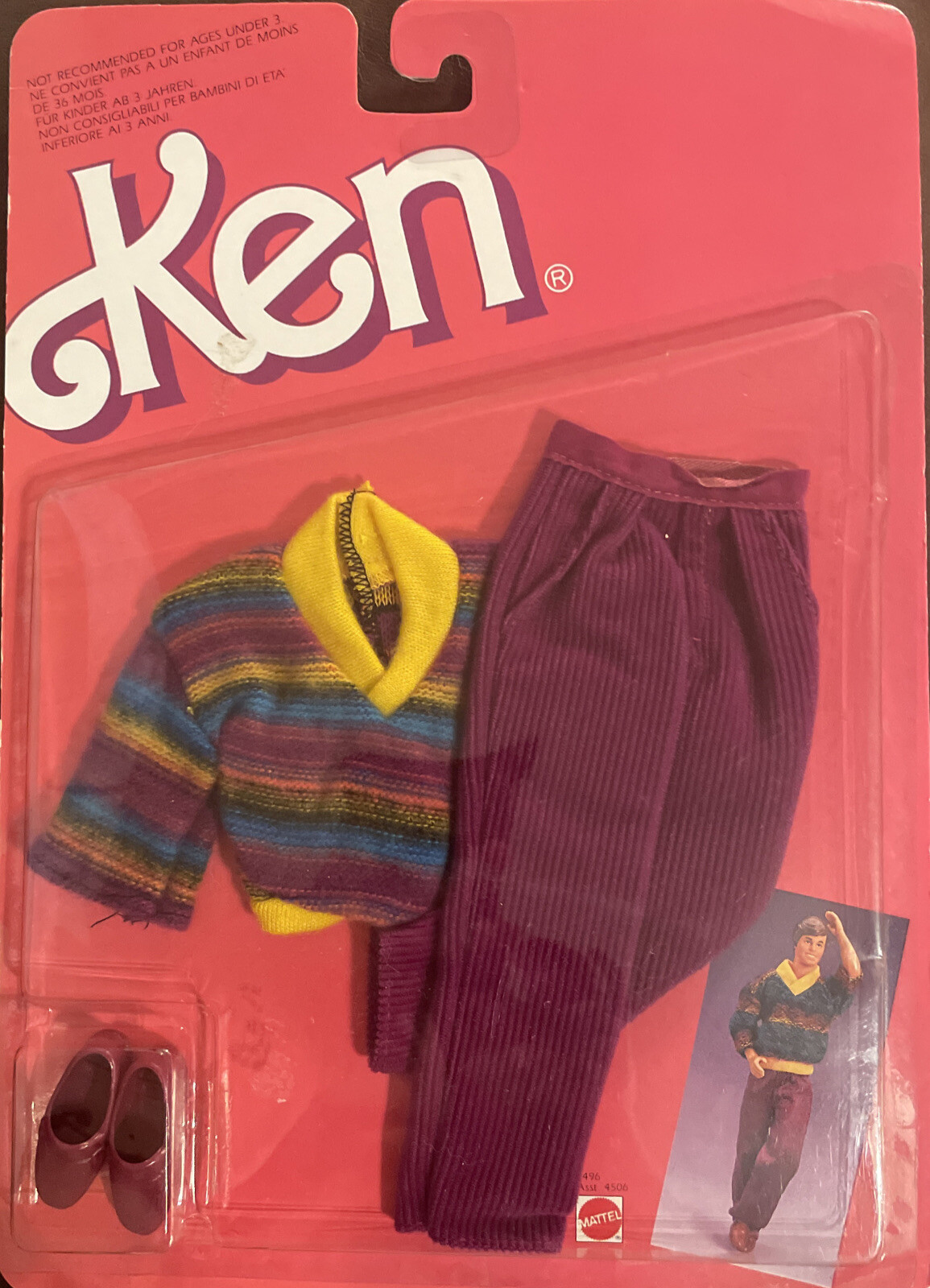 VTG Ken Doll Clothes Sweater Soft Fashions 4502 Wine Corduroy Pants ...