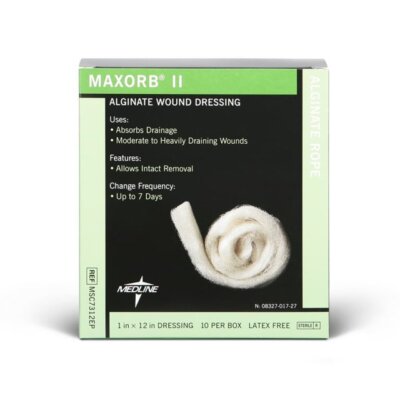 Medline Maxorb II Alginate Dressings, 1" x 12" Rope Box of 10 ...
