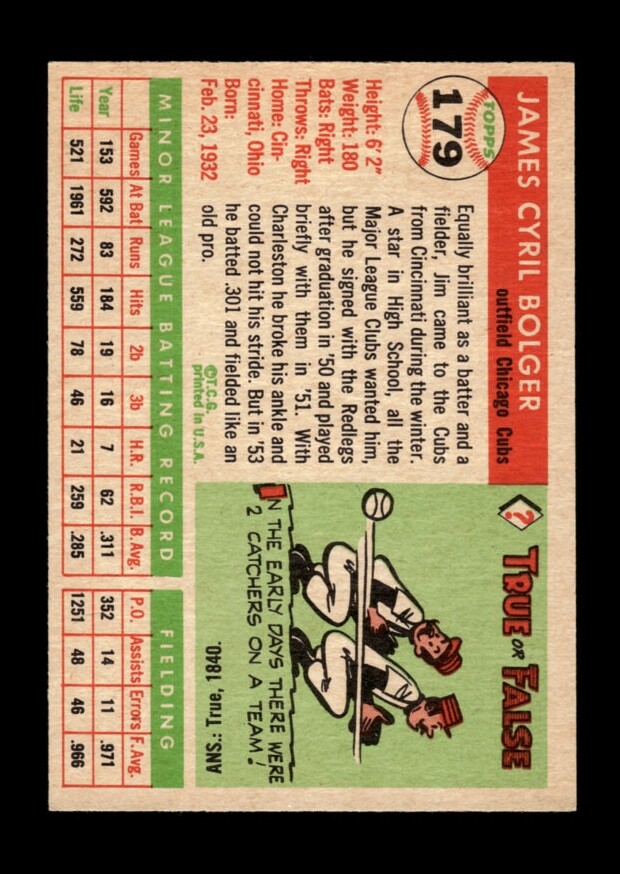 1955 Topps Set-Break #179 Jim Bolger NR-MINT *GMCARDS* | eBay