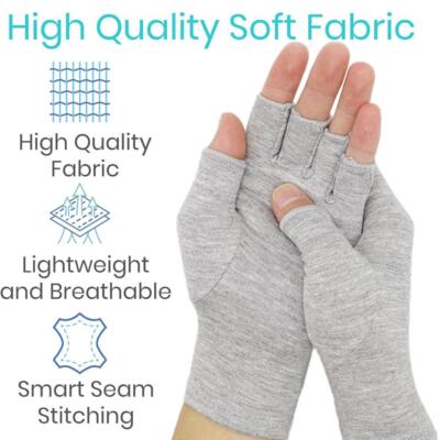 1Pair Bamboo Fiber Compression Gloves Fingerless Thumb Wrist Brace ...