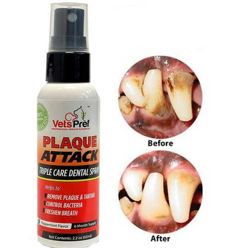 Vets Pref Plaque Attack Spray Dog Cat Bad Breath Teeth up to 6 Month ...