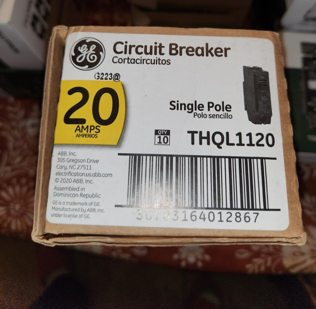 GE THQL1120 1 POLE 120/240 VOLTS 20 AMPS CIRCUIT BREAker, PACK OF 10 ...