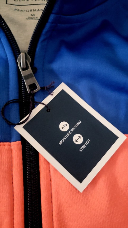 Club Room Performance Mens Track Jacket Blue Color Block Pockets Full ...