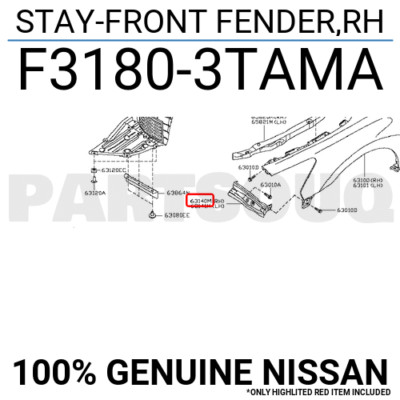 F31803TAMA Genuine Nissan STAY-FRONT FENDER,RH F3180-3TAMA | eBay