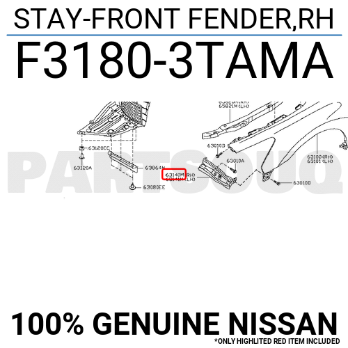 F31803TAMA Genuine Nissan STAY-FRONT FENDER,RH F3180-3TAMA | eBay