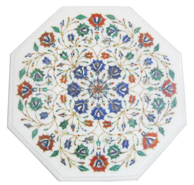 38.1cm Angolo Lato Marmo Tavolo Pietradura Intarsio Floreale Inserto ...