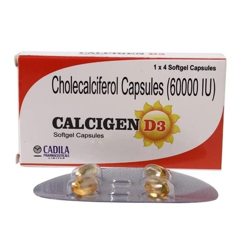 CADILA (Vitamin D3-Cholecalciferol) 60000 IU (Pack of 5 x 4 Capsules ...