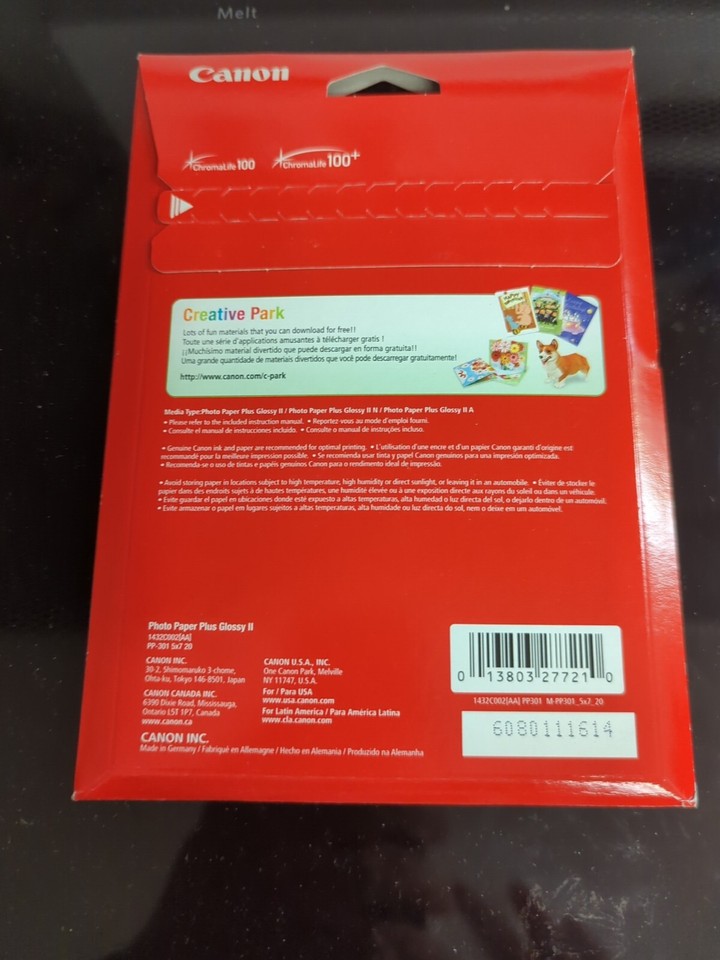 Canon Photo Paper Plus Glossy II PP-301 5”x7” 20 Sheets New in Pack | eBay