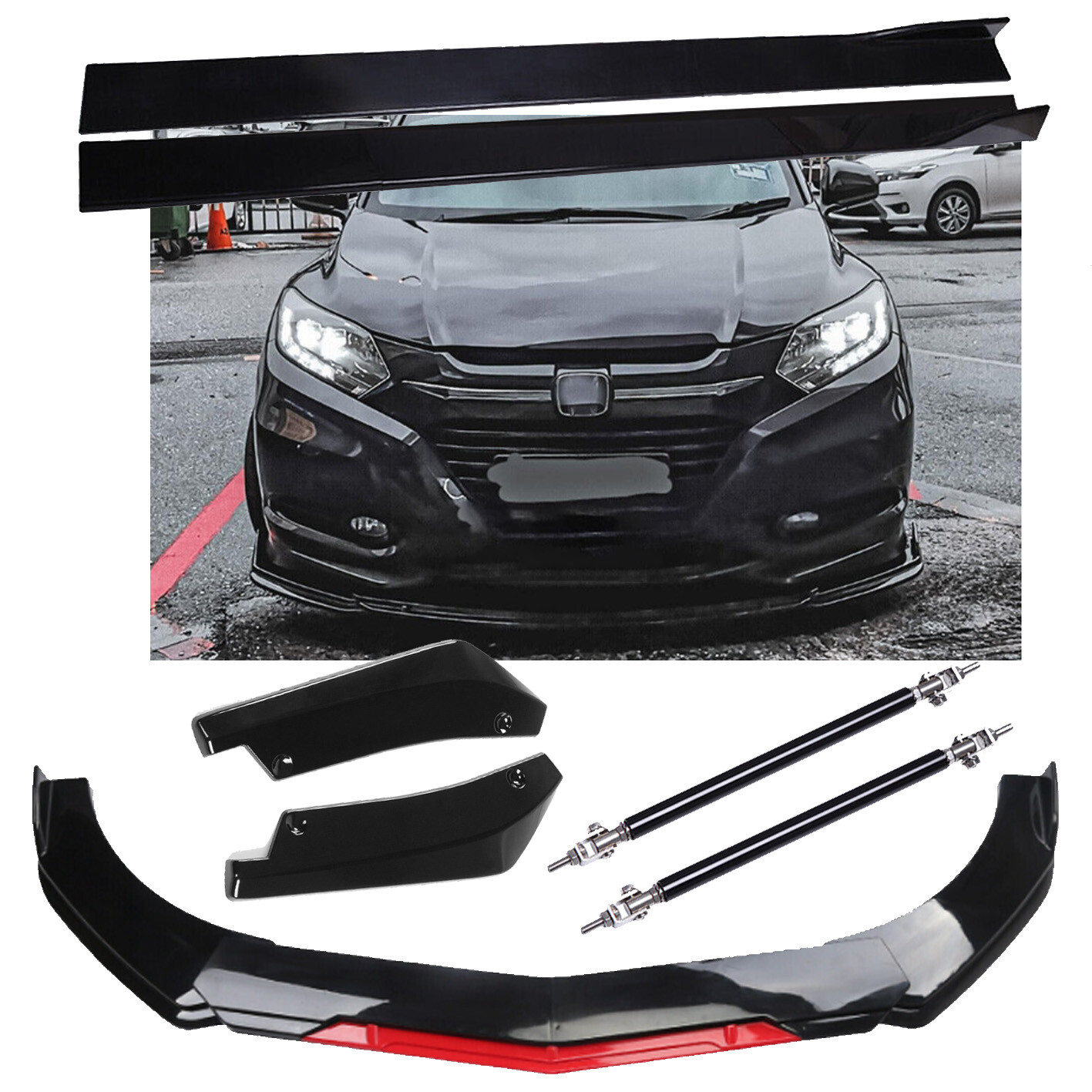 For Honda HRV 2016-22 Front Rear Bumper Lip Splitter Strut Rod Side ...