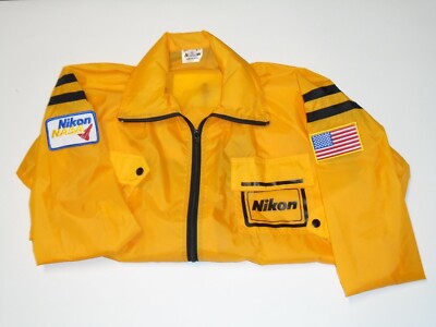 Vintage Nikon NASA Space Shuttle Windbreaker with Concealed Hood Yellow ...