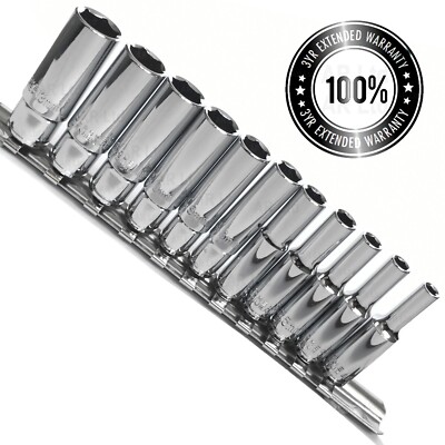 DEEP SOCKETS Set 1/4" Dr Hex Sockets 4-13mm. 11pc Long Reach Sockets on ...
