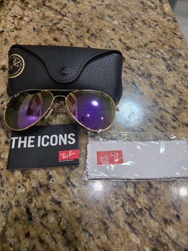 Ray Ban Aviator 3026 Gold Purple | eBay