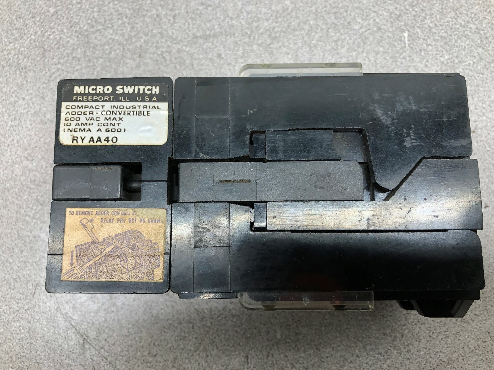 USED MICRO SWITCH 10 AMP 600 VAC MAX 120 VAC COIL 8 POLE CONVERTABLE ...