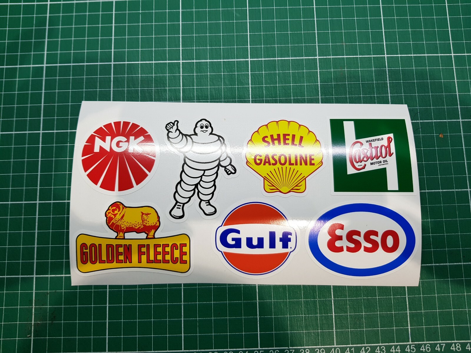 VINTAGE GASOLINE OIL Decals Sticker X 7 ESSO GOLDEN FLEECE SHELL GULF ...