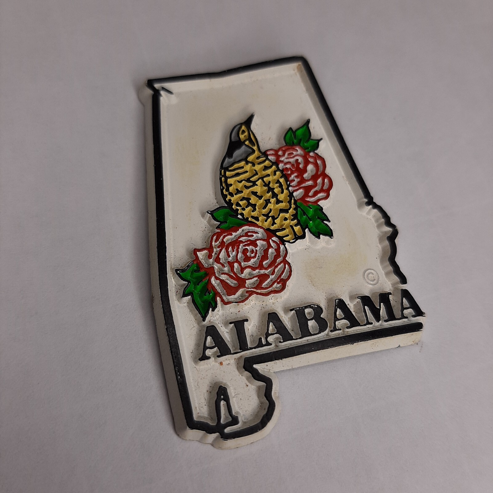 Vtg ALABAMA State Map Bird Flower Rubber Refrigerator Magnet Travel ...