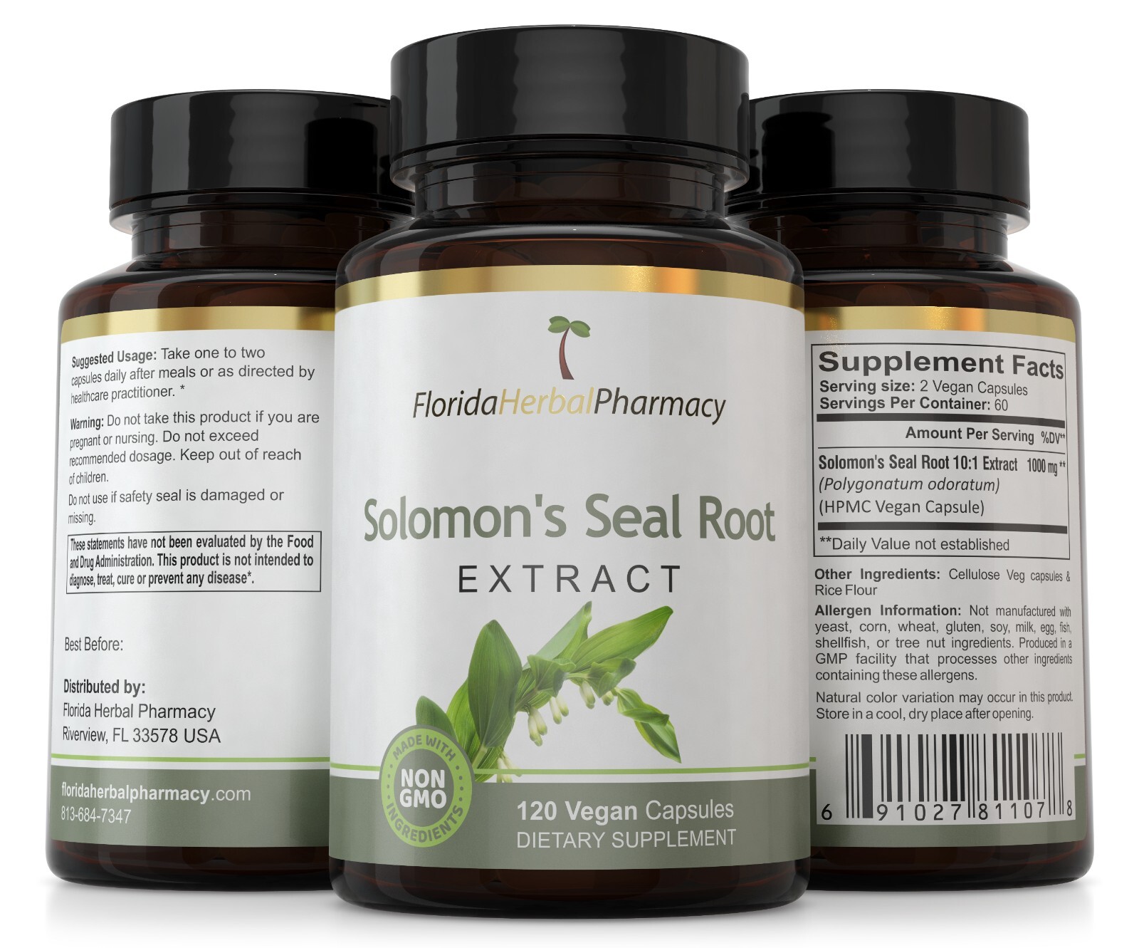 Solomon's Seal Extract Capsules 10:1 (120 Capsules) 500 mg per Capsule ...