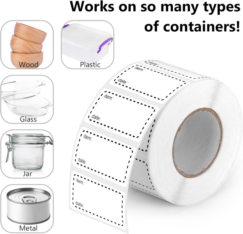 1000 Removable 2x1 Food Freezer Label Self-Adhesive Refrigerator ...