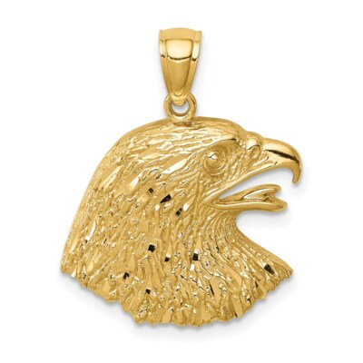 Mens 14K Yellow Gold Shiny-Cut Eagle Pendant C4576 | eBay