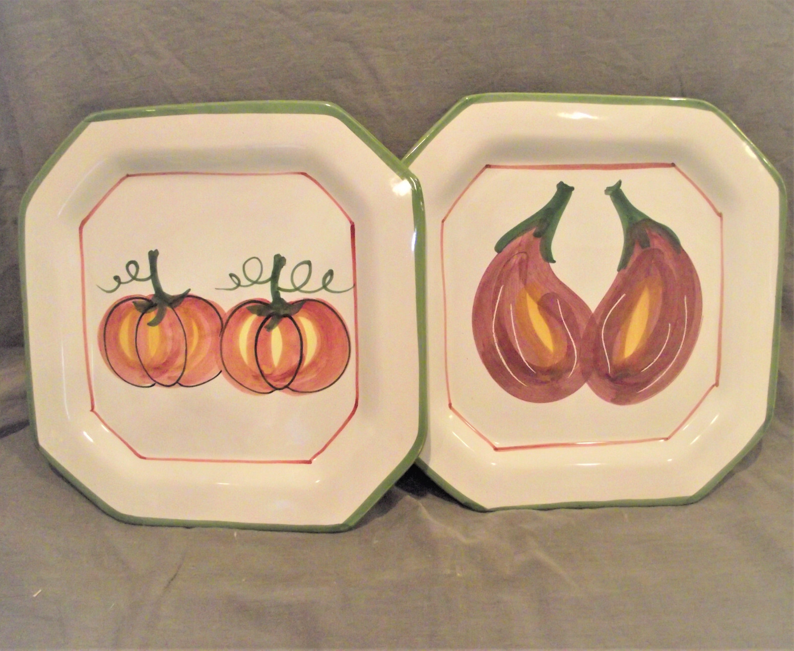 Set of 2 Vietri Octagonal Vegetable Plates - Eggplants/Tomatoes | eBay