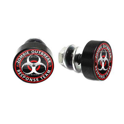 2 Black Billet Zombie License Plate Frame Bolts Motorcycle Custom Tag ...