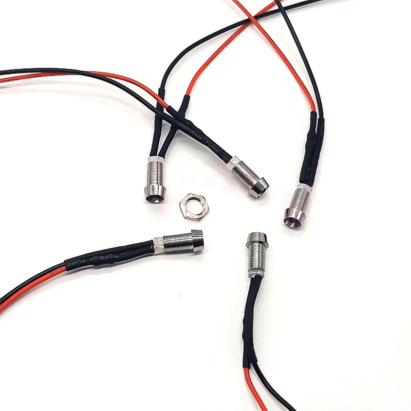 3mm Pre-Wired LEDs 5mm Panel Mount Indicator 3V~220V Red Yellow Blue ...