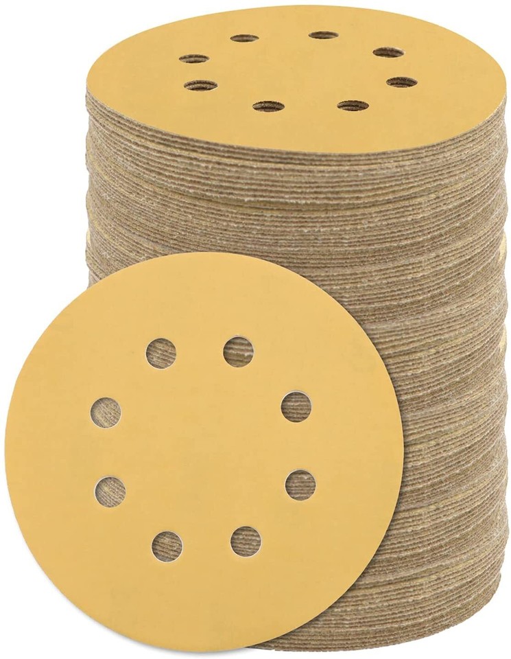 100pcs ! 5 inch Sanding Discs 8-Hole Hook Loop Sander Orbital Sandpaper ...