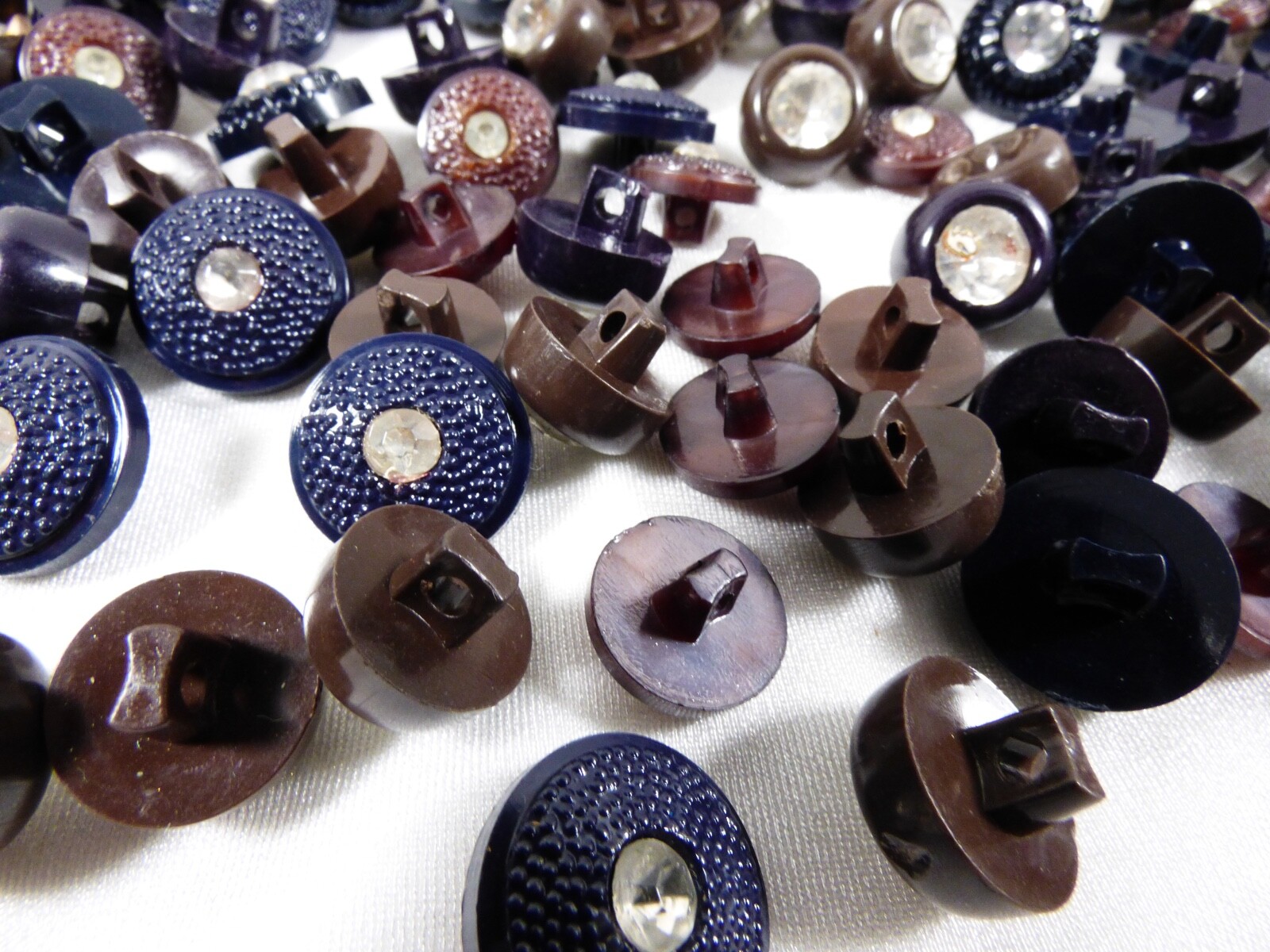 Vintage 1960's lot of 100 black brown plastic buttons with crystal | eBay