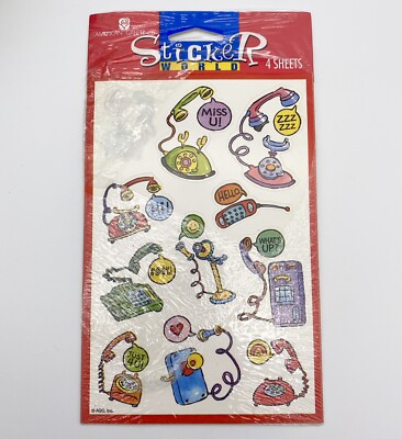 Vintage Stickers AGC Sticker World Multicolor Telephone Stickers 1990s ...