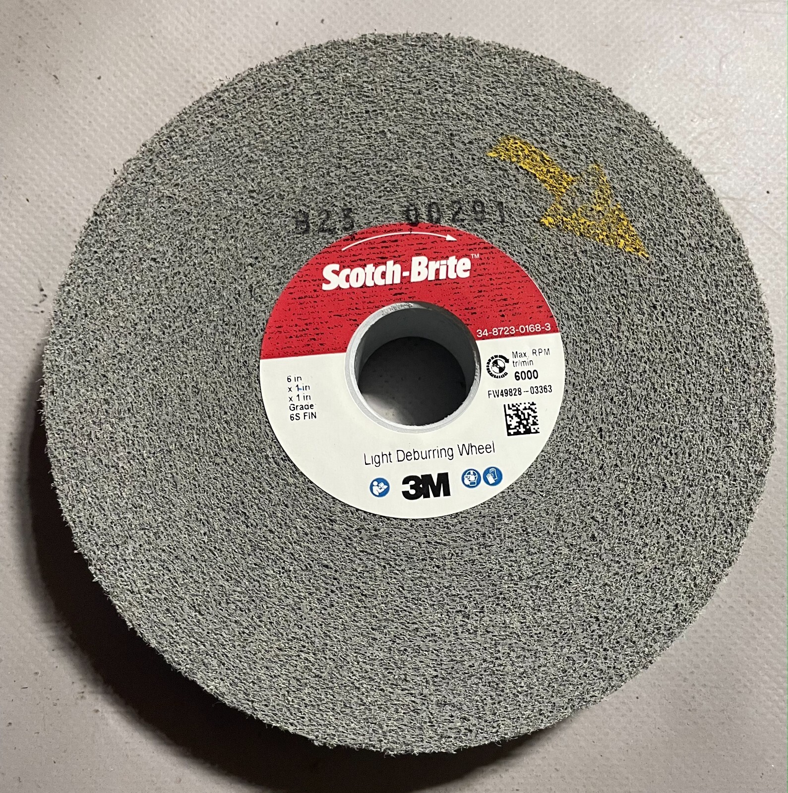 Scotch Brite 6 x 1 x 1 Grade 6S Fine Light Deburring Wheel Max 6000 RPM ...