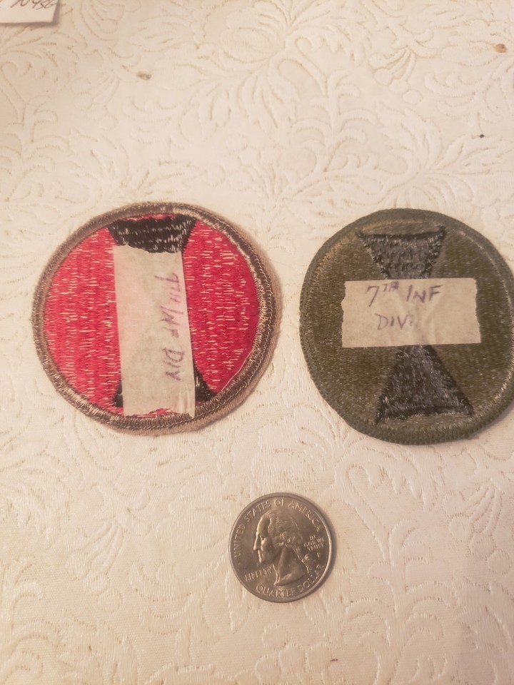 WWII US Army 7th Infantry Division Patch OD Border Mint & SUBDUED PATCH NICE SET | eBay