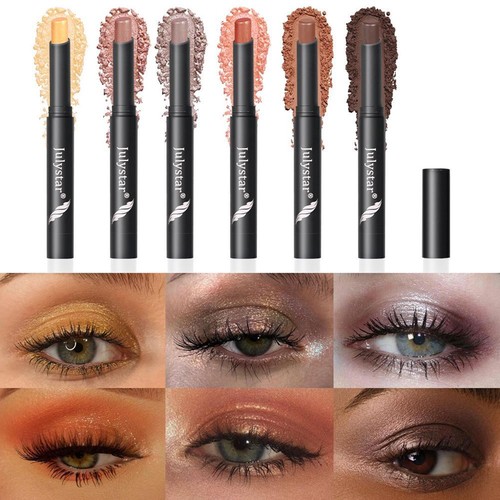 6 Colors Neutral Eyeshadow Stick, Matte Shimmer Cream Eye Shadow Pencil ...