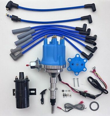 for JEEP INLINE 6 232 258 BLUE SMALL CAP HEI DISTRIBUTOR + BLACK Coil ...