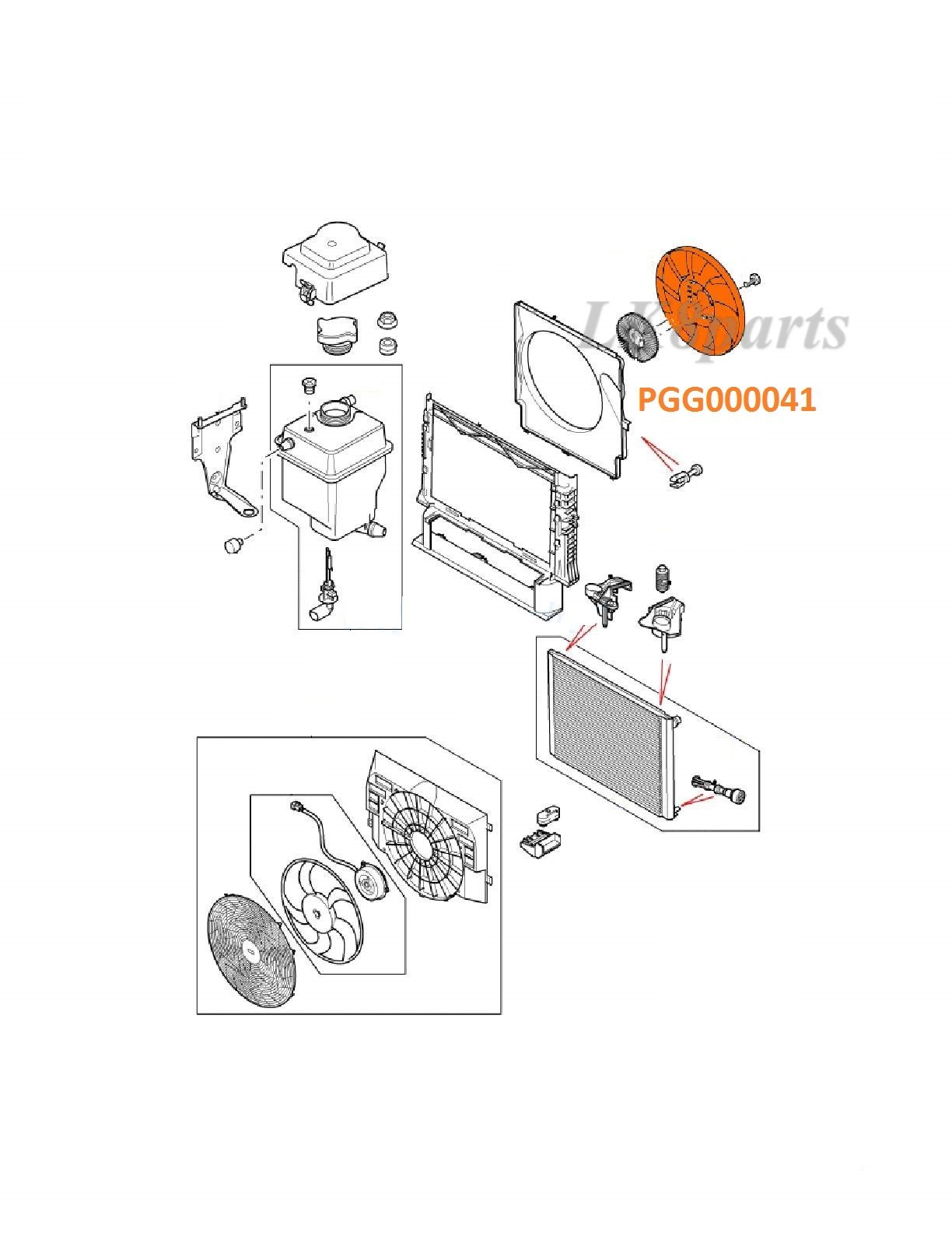 Land Rover Range M62 03-05 Cooling Fan Blade Assy PGG000041 New | eBay