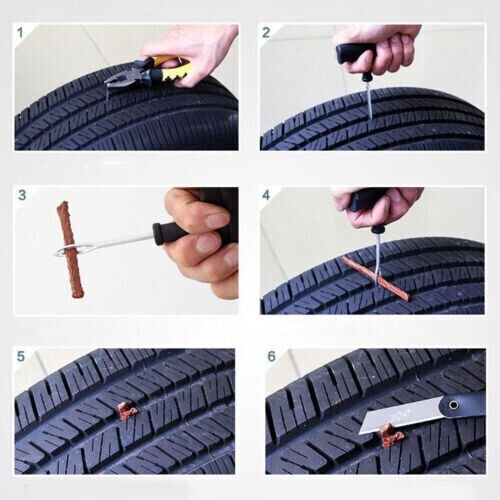 10x Tubeless Tyre Tire Puncture Repair Kit Strips Plug String Bike Van ...
