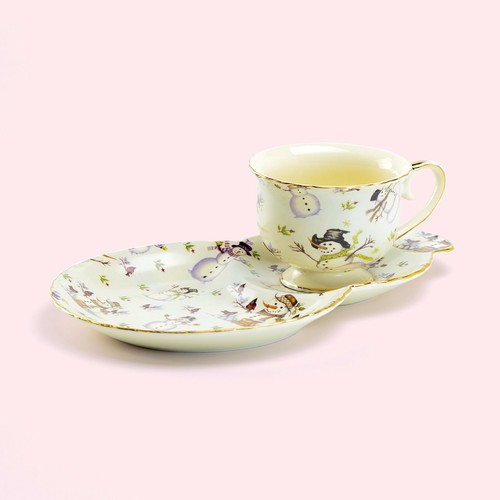 Grace Teaware Christmas Holiday Snowman Tea Snack Set | eBay