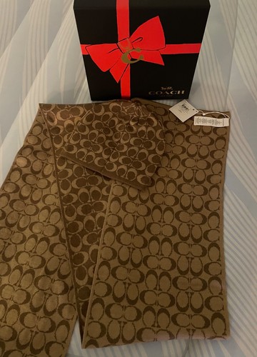 BROWN SIGNATURE PRINT COACH HAT AND SCARF SET | eBay