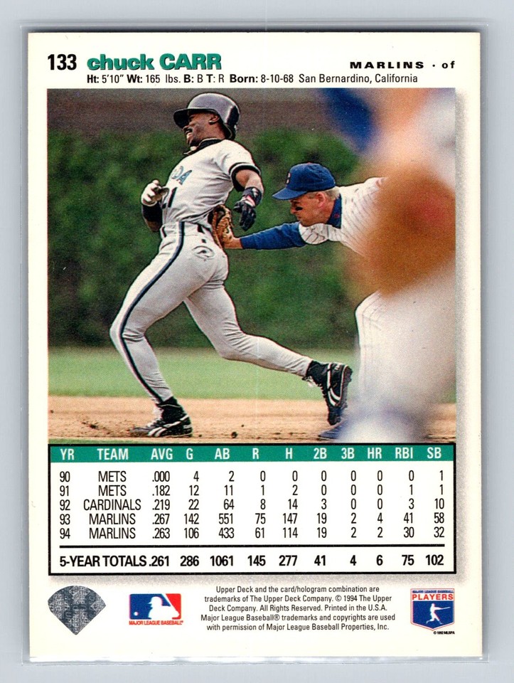 1995 Collector's Choice SE #133 Chuck Carr Florida Marlins | eBay