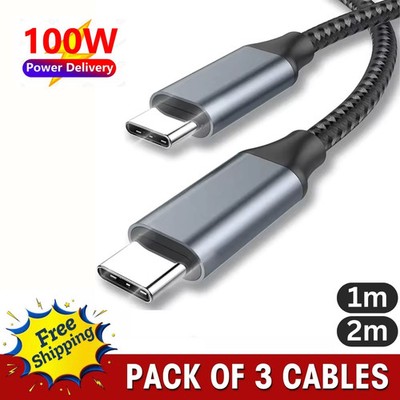 Type C to Type C Cable PD 100W Fast Charger Long Braided Alloy USB-C ...