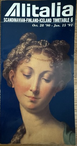 ALITALIA TIMETABLE WINTER 1990/1 EDT.6 *SCANDINAVIAN * ROUTE MAP SEAT ...