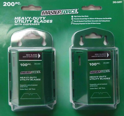 200 Pieces Masterforce Heavy-Duty Utility Knife Blades (2 Packs of 100 ...