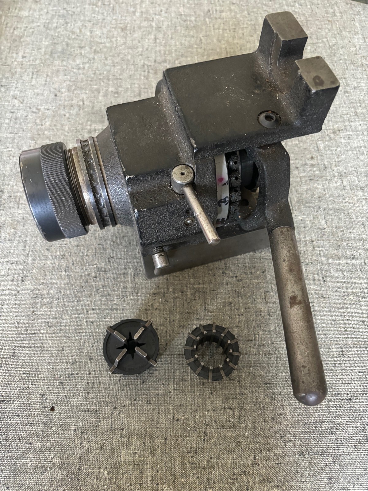 JACOBS #500 RUBBERFLEX HORIZONTAL VERTICAL INDEXING FIXTURE w/ COLLETS ...