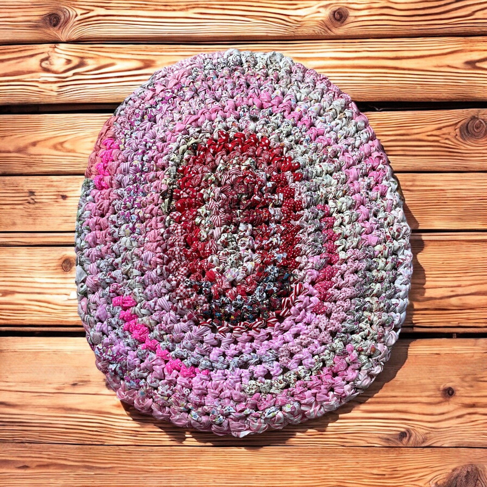 Amish Knot Rug Cotton Fabric in Pink and Red Colored Crochet Pattern | eBay