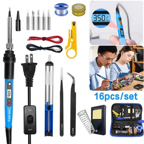 80W Soldering Iron Kit Welding Tools Desoldering Pump Solder Wire ...
