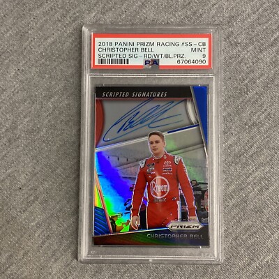 2018 Panini Prizm Racing Christopher Bell Scripted Signatures RWB PSA 9 ...