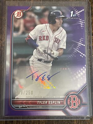 Tyler Esplin 2022 Bowman 1st Prospect Auto Purple PPA-TE Boston Red Sox ...