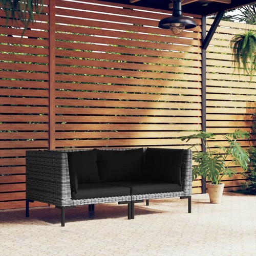 Garden Sofas 2pcs with Cushions Half Round Poly Rattan C0T1 | eBay