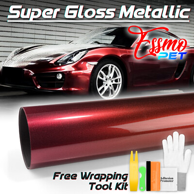 ESSMO PET Super Gloss Metallic Vampire Red Vehicle Vinyl Wrap Decal ...