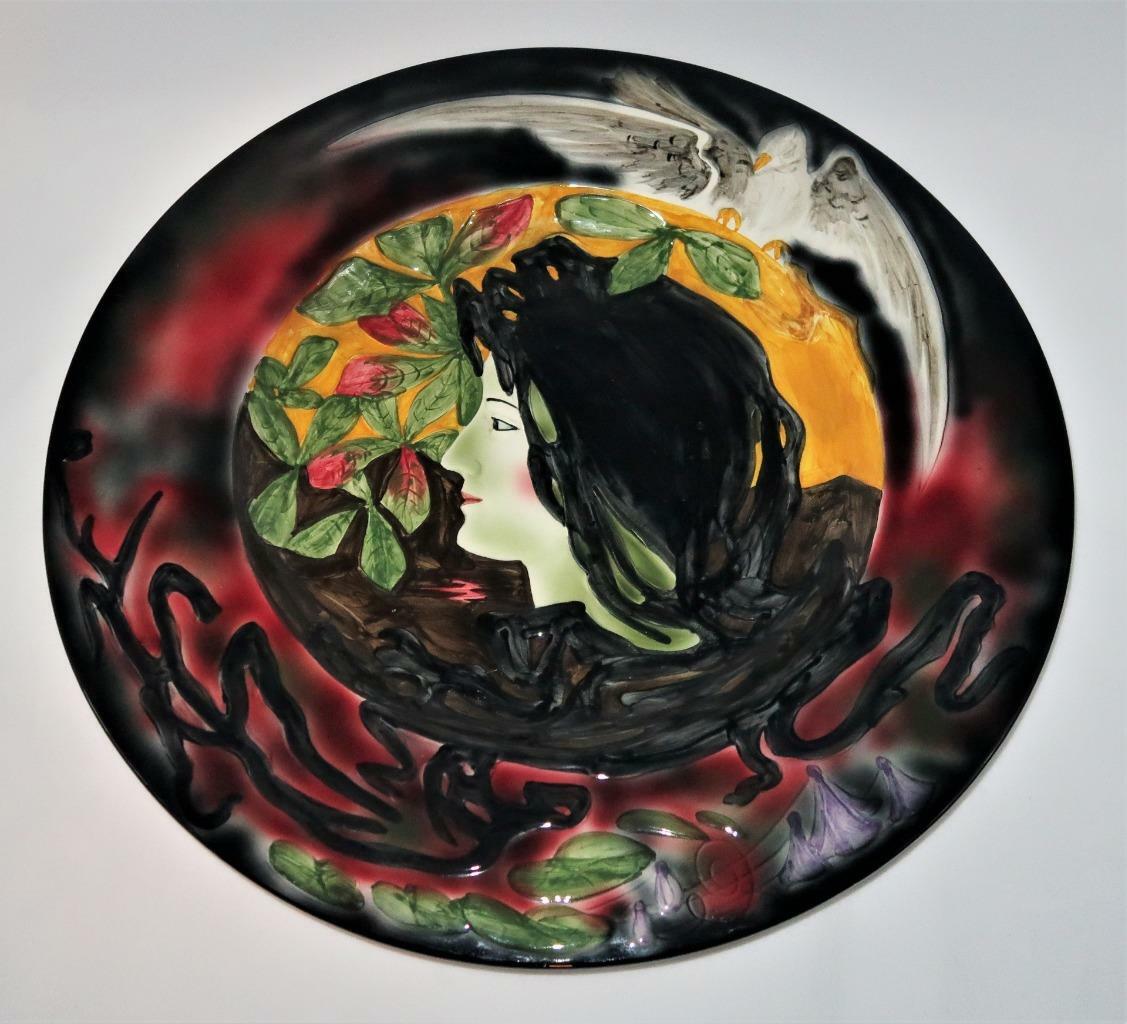 CICO Germany Art Pottery Majolica Platter, Nouveau Mucha Lady 16", #1 ...