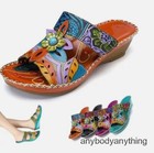 Women Bohemian Sandals Open Toe Wedge Heels Hollowed Floral Summer ...
